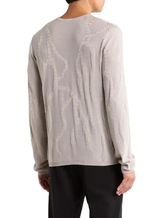 John Varvatos Addison Broken Twist Cable Sweater - Pavement