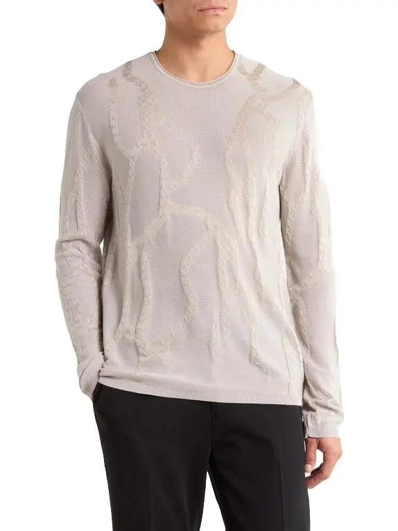 John Varvatos Addison Broken Twist Cable Sweater - Pavement