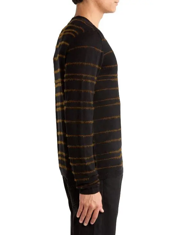 John Varvatos Everly Texture Stripe Sweater - Black