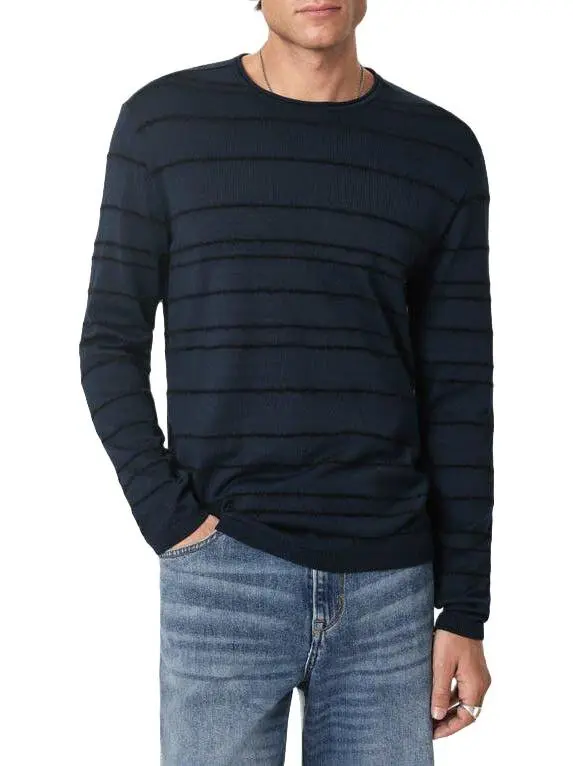John Varvatos Everly Texture Stripe Sweater - Navy
