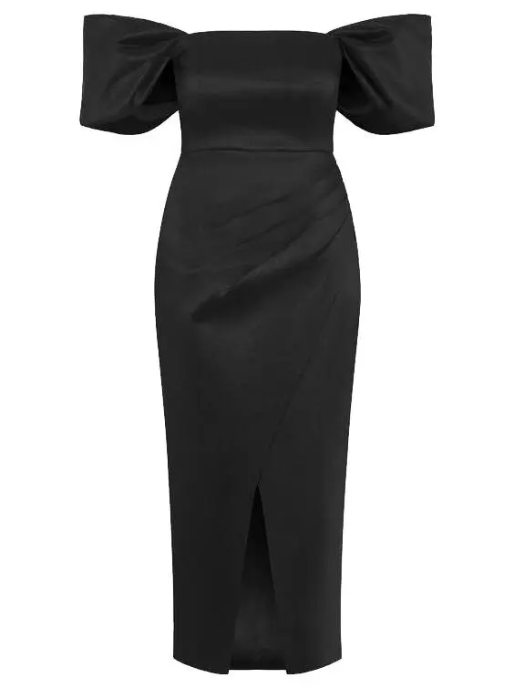 City Chic Elyse Off The Shoulder Dress - Black