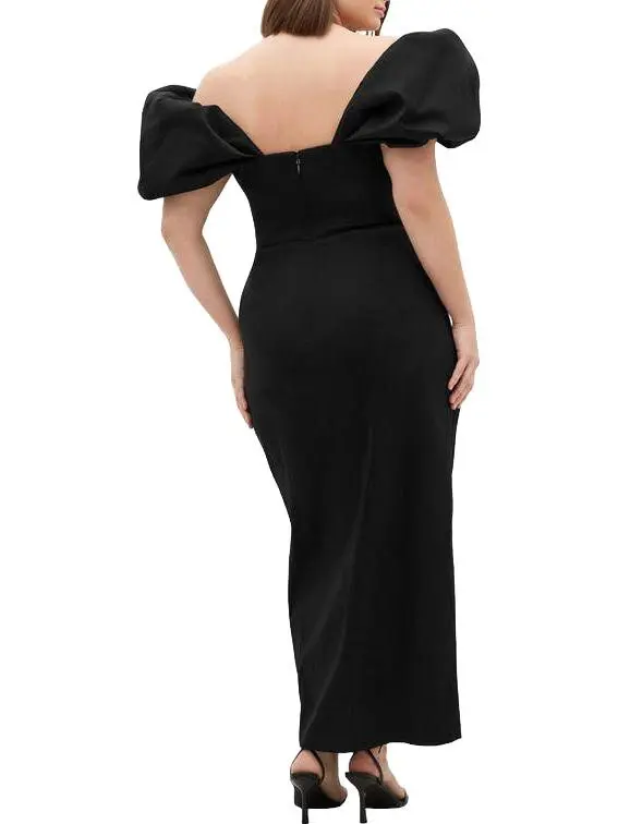 City Chic Elyse Off The Shoulder Dress - Black