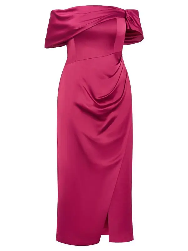City Chic Paloma Off The Shoulder Maxi Dress - Beet Red