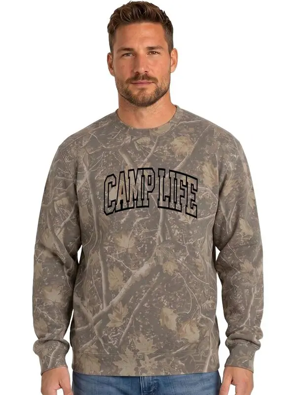 SIMPLY SAGE MARKET Camp Life Varsity Sweatshirt - Camo