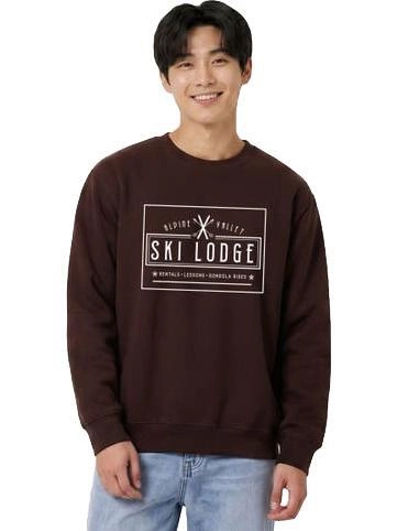 SIMPLY SAGE MARKET Alpine Valley Ski Lodge Graphic Sweatshirt - Chocolate
