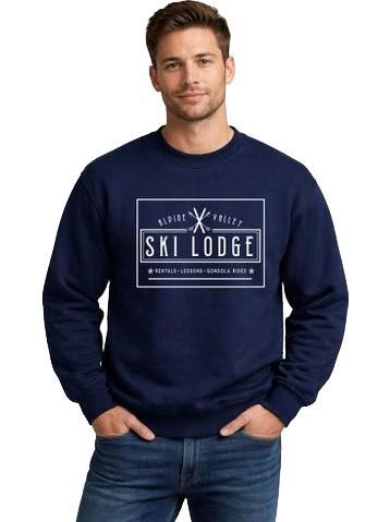 SIMPLY SAGE MARKET Alpine Valley Ski Lodge Graphic Sweatshirt - True Navy