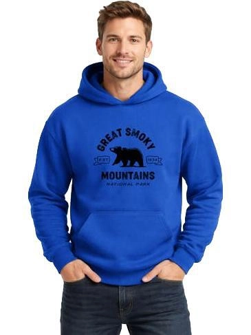 SIMPLY SAGE MARKET Vintage Great Smoky Mountains National Park Graphic Hoodie - Royal