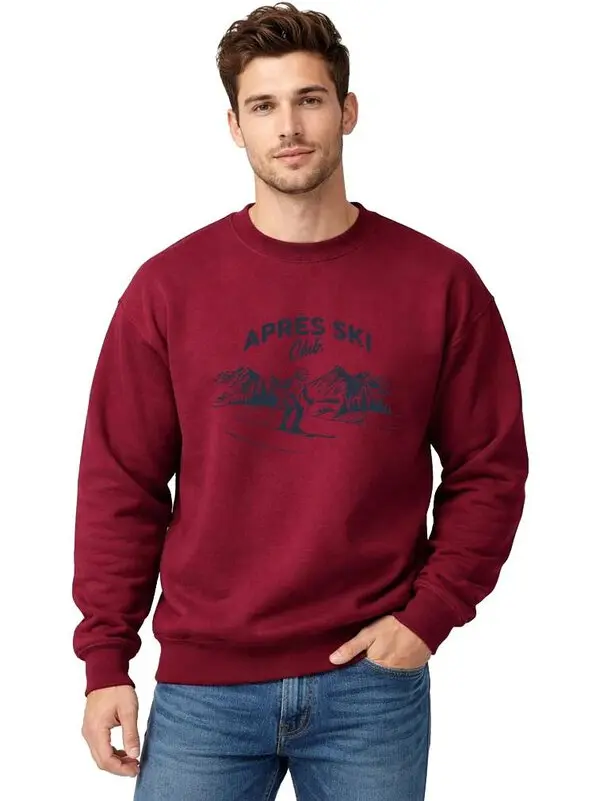SIMPLY SAGE MARKET Aprés Ski Club Mountains Graphic Sweatshirt - Maroon