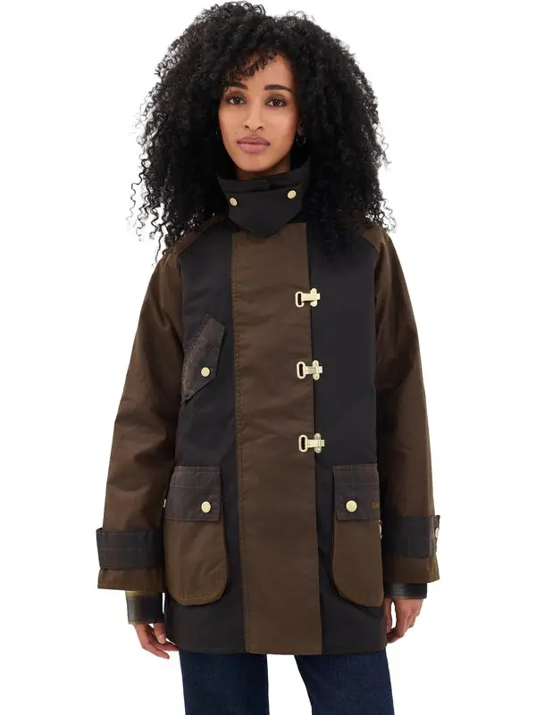 Barbour Felton Checked Wax Jacket - Rustic/bark/muted