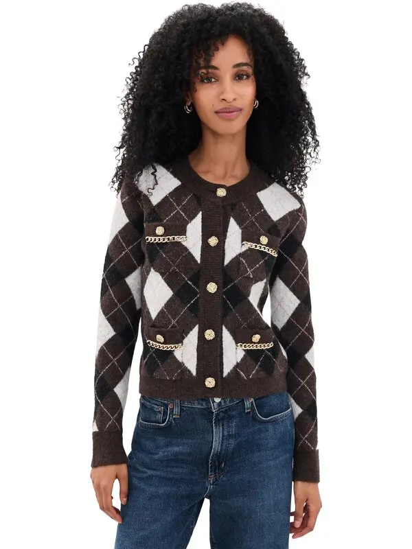 Generation Love Donna Argyle Cardigan - Brown Multi