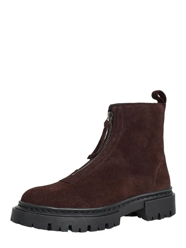 Staud Miles Suede Zip Ankle Boots - Espresso