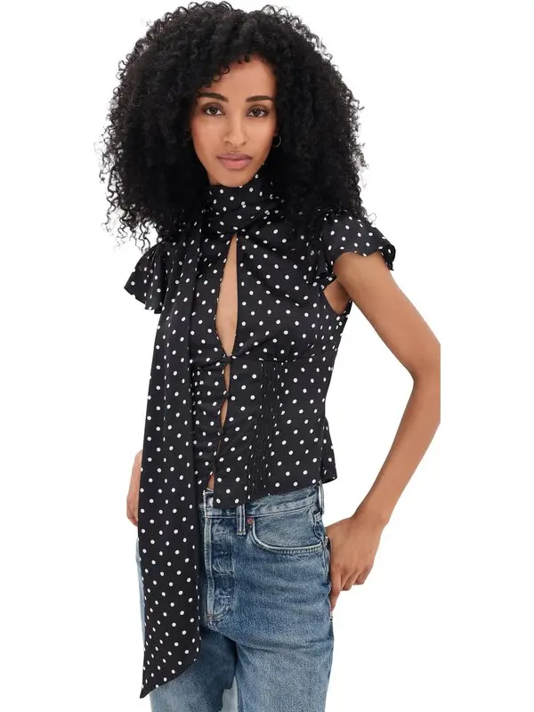 GUIZIO Ara Blouse - Black Micro Dot