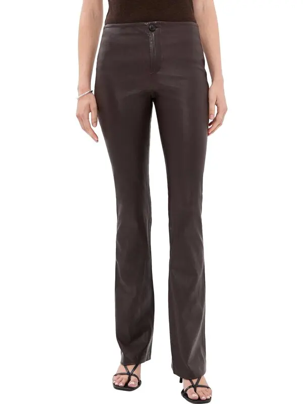 Sprwmn Gia Lambskin Leather Micro Flare Pants - Cafe