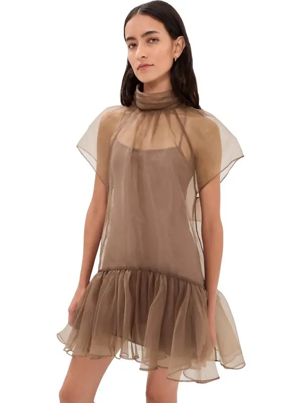 Simkhai Beaux Tiered Mini Dress - Coffee