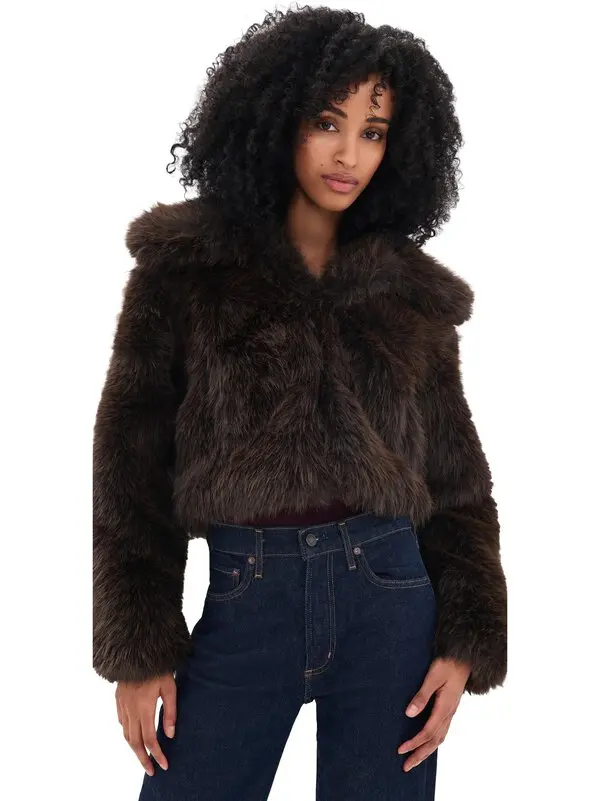 Blanknyc Steady Rise Faux Fur Jacket - Brown