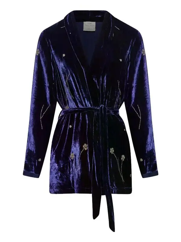 FORTE_FORTE Fleurs D' Orient Belted Jacket - Blue