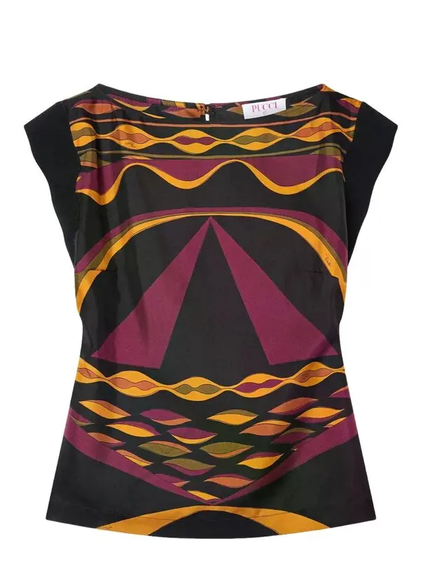 Emilio Pucci Dune Print Silk Top - Black