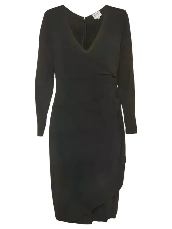 ARMANI Draped V-neck Midi Dress - Black