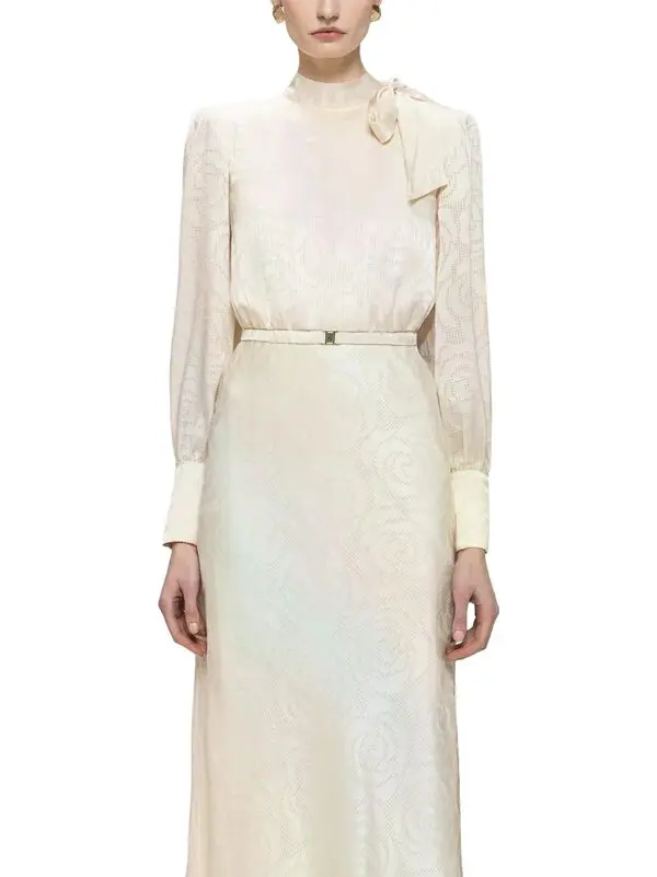 NISSA Satin Viscose Midi Dress - Neutrals