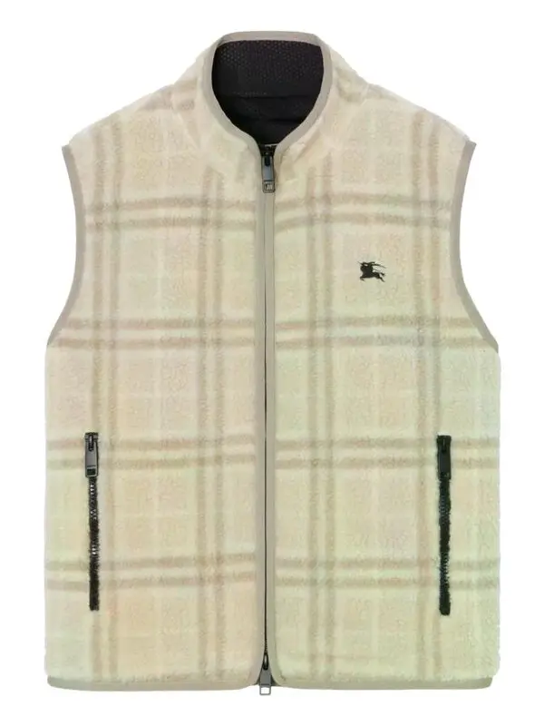Burberry Check Wool Cashmere Blend Fleece Gilet - Neutrals