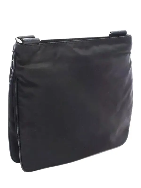 Prada 2010s Triangle Logo Shoulder Bag - Black