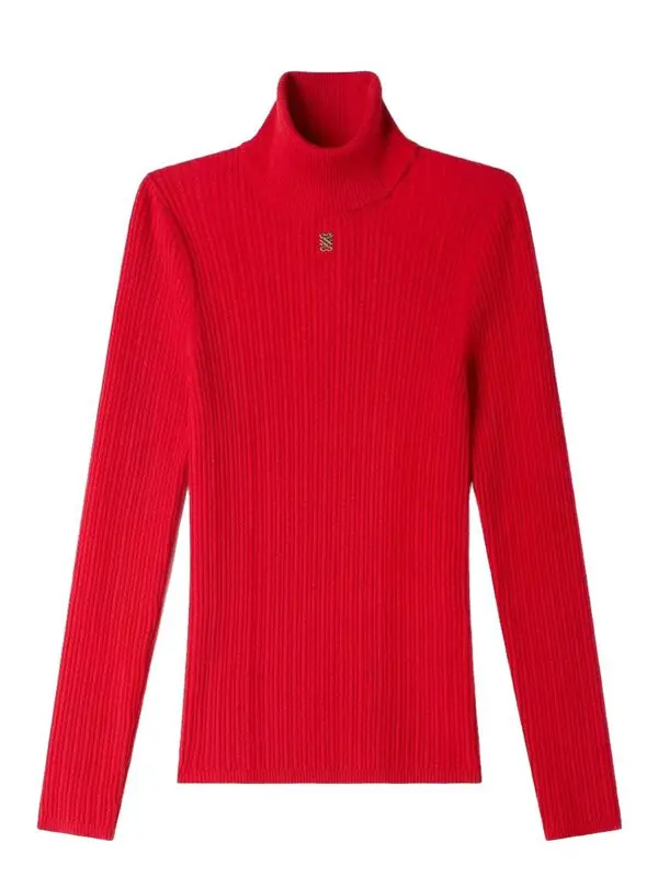 Sandro Turtleneck Cable-knit Sweater - Red