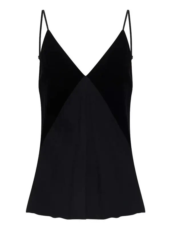 FORTE_FORTE Velvet-panelled Camisole Top - Black