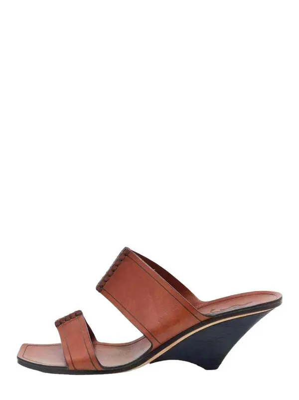 Saint Laurent Architectural Wedge Sandals - Brown