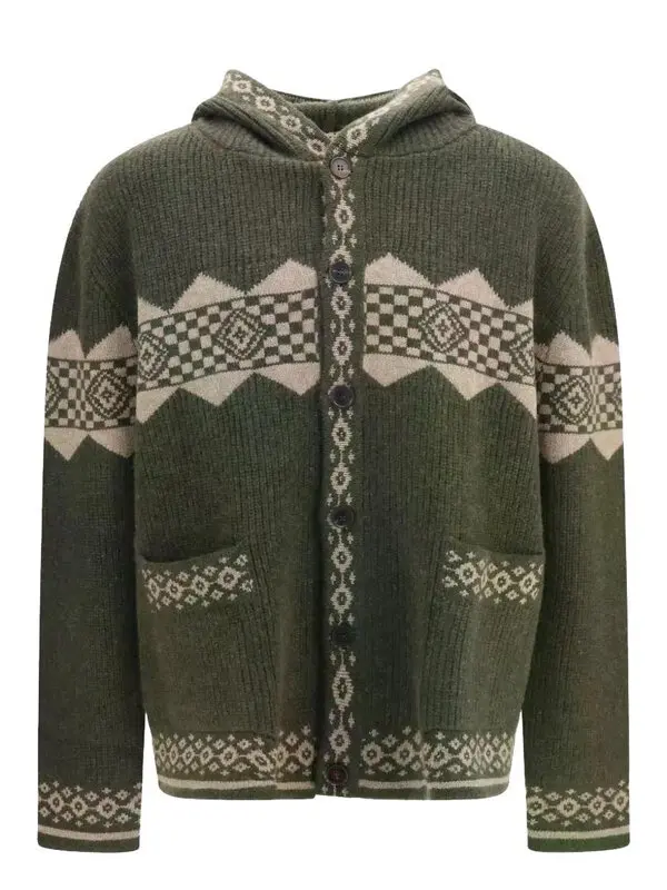 BAZISZT Horin Hooded Cardigan - Green