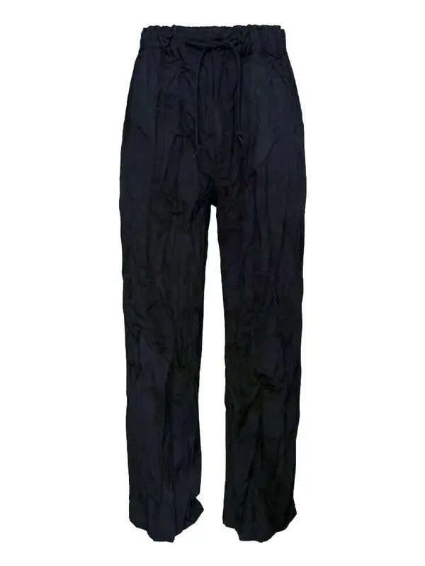 Comme Des Garçons Crinkled-finish Drawstring Trousers - Blue