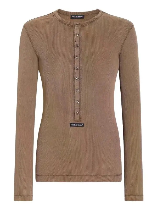 Dolce & Gabbana Serafino Ribbed T-shirt - Neutrals