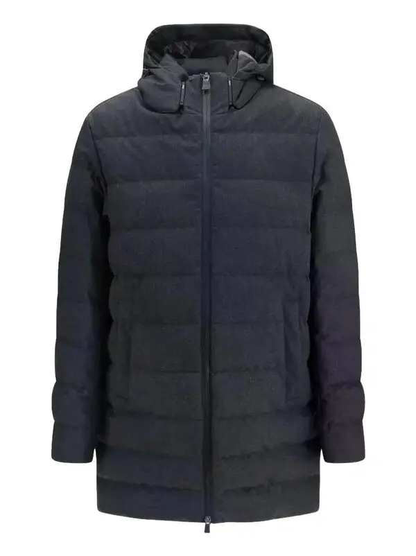 Herno Quilted Hooded Coat - Grey