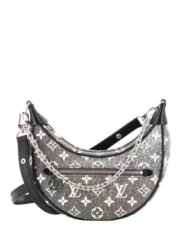 LOUIS VUITTON Loop Handbag Monogram Jacquard Denim Hobo Bag - Black