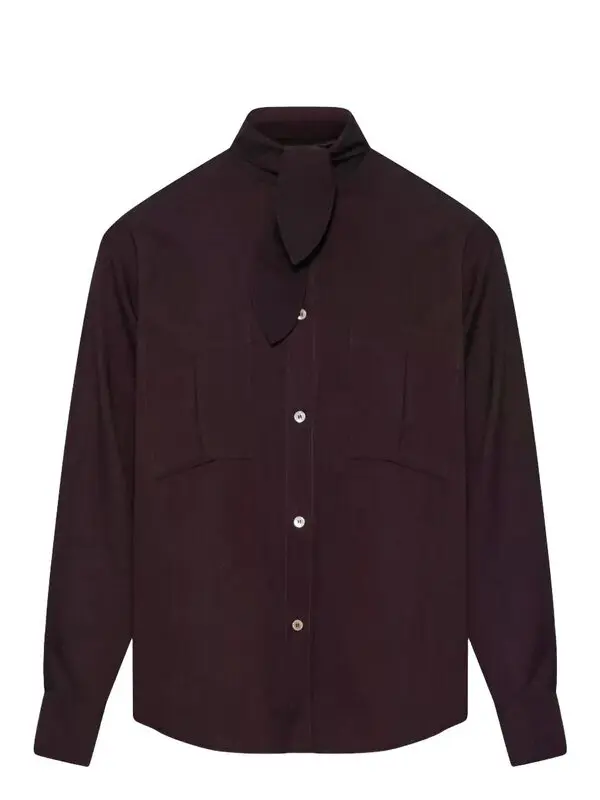 FORTE_FORTE Tie-neck Patch-pocket Shirt - Red