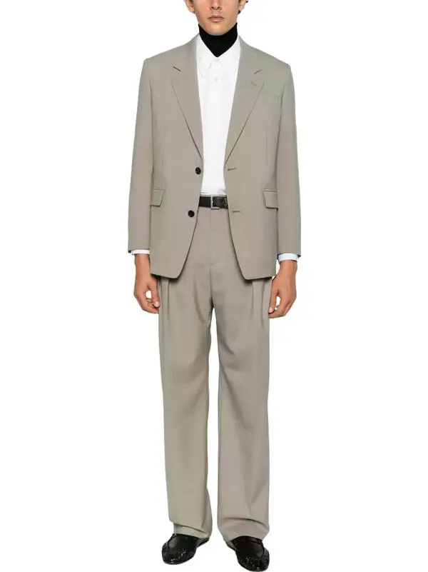 Saint Laurent Pleated Straight-leg Trousers - Grey