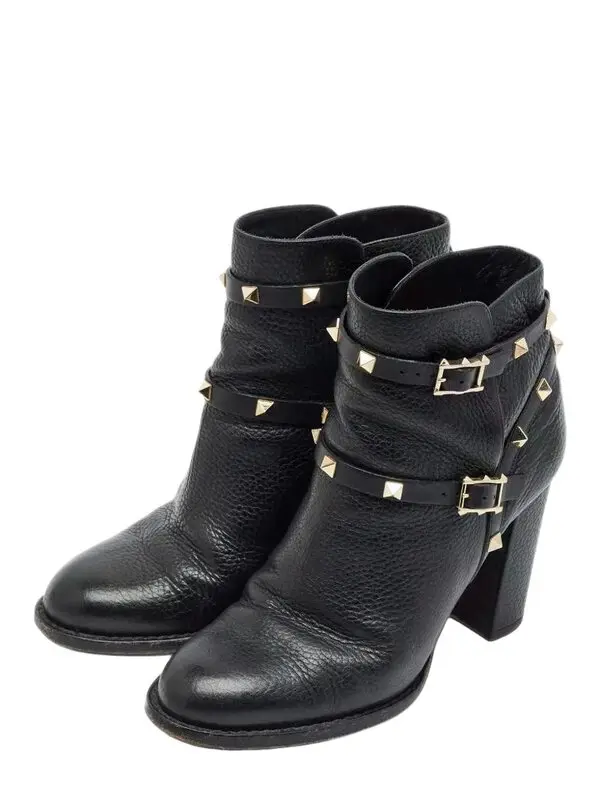 Valentino Garavani Rockstud Buckled Ankle Boots - Black