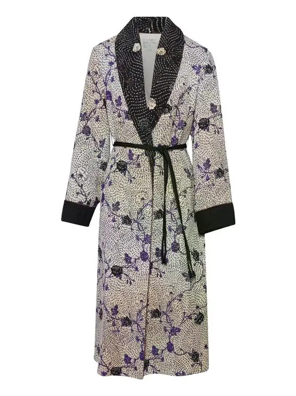 FORTE_FORTE Cherry Blossom Floral-print Belted Coat - Neutrals