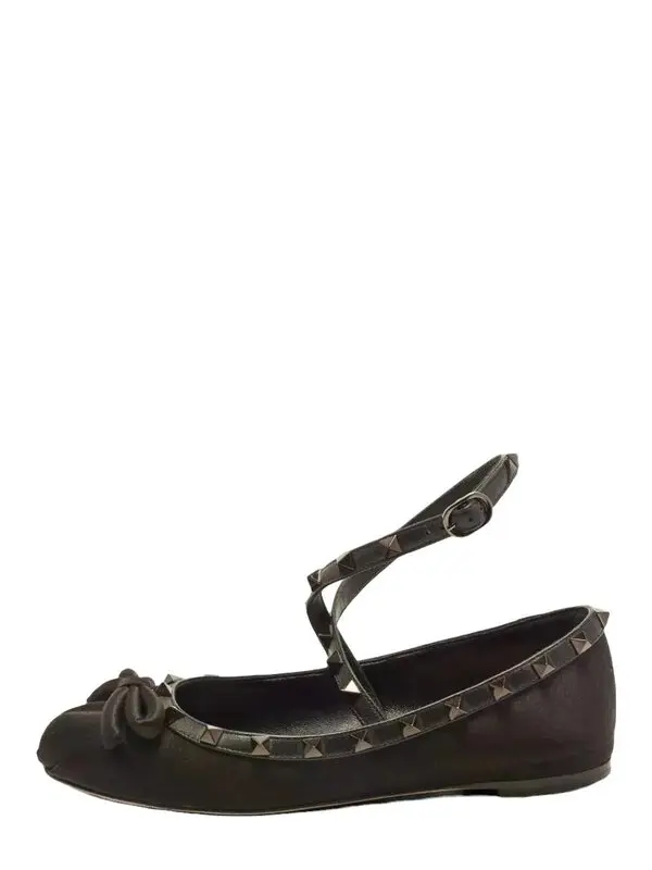 Valentino Garavani Rockstud Bow-detail Ballet Flats - Black