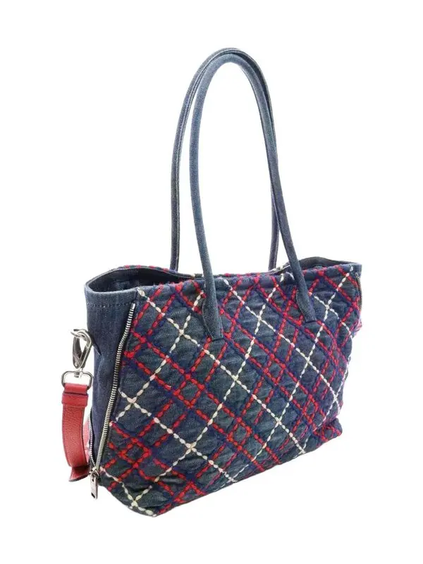 Miu Miu 2000s Ricamo Ta Tote Bag - Blue