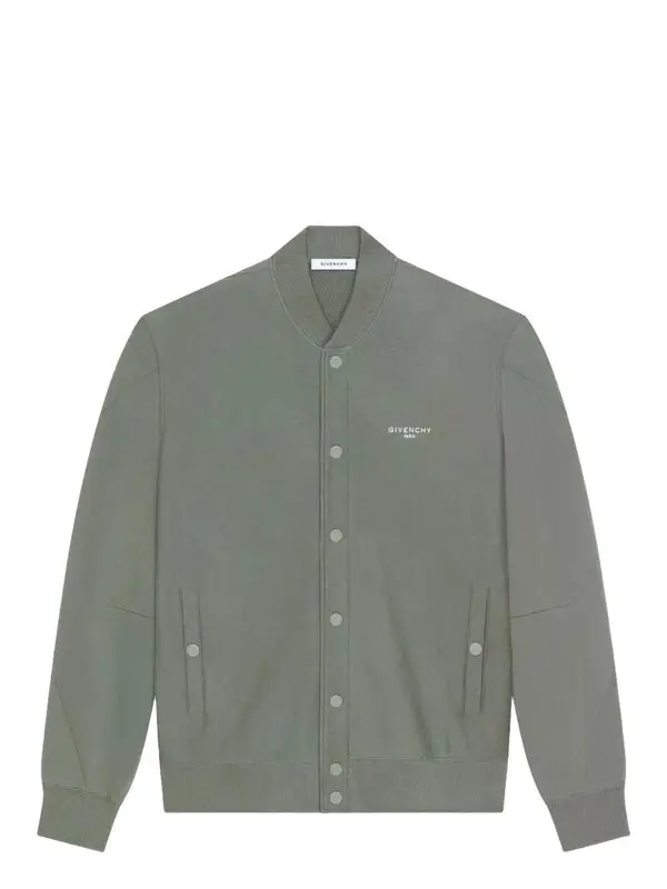 Givenchy Couture Seam Cardigan In Fleece Embroidered Paris - Green