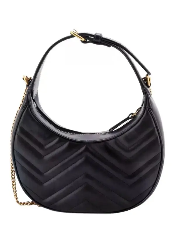 Gucci Gg Marmont Half Moon Matelasse Leather Mini Hobo Bag - Black