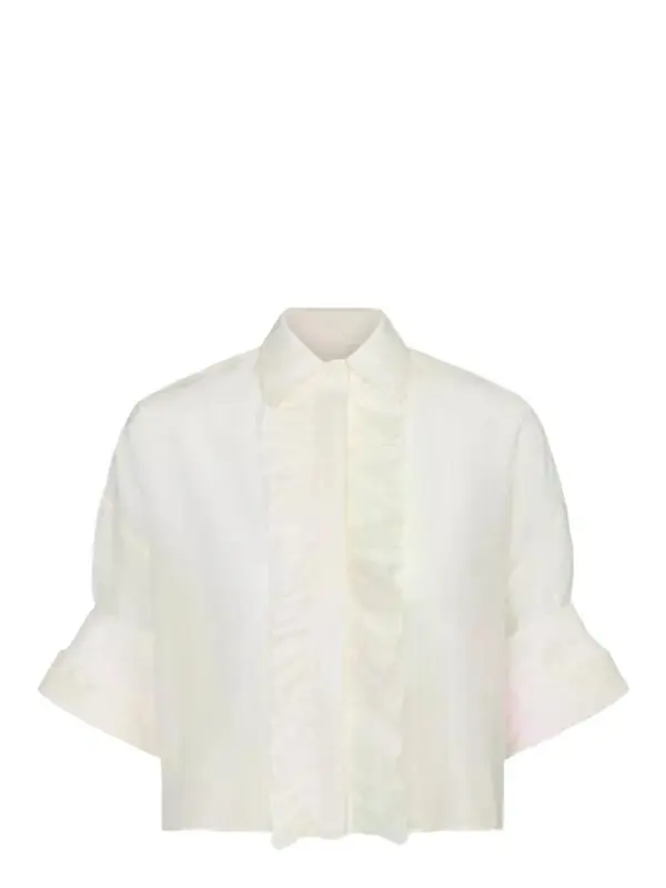 TWP Next Ex Ruffle-trimmed Cropped Shirt - Neutrals
