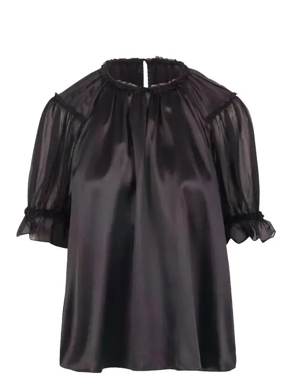 Ulla Johnson Alina Ruffled Silk-satin Blouse - Black