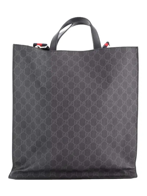 Gucci Convertible Soft Open Gg Coated Canvas Tall Tote Bag - Black