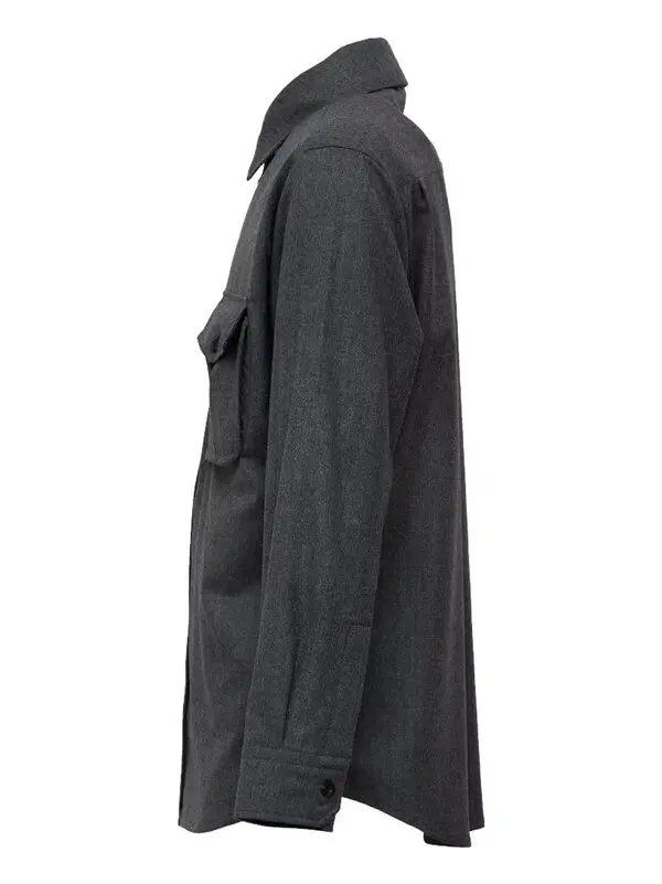 Caruso Button-up Flap-pocket Overshirt - Grey