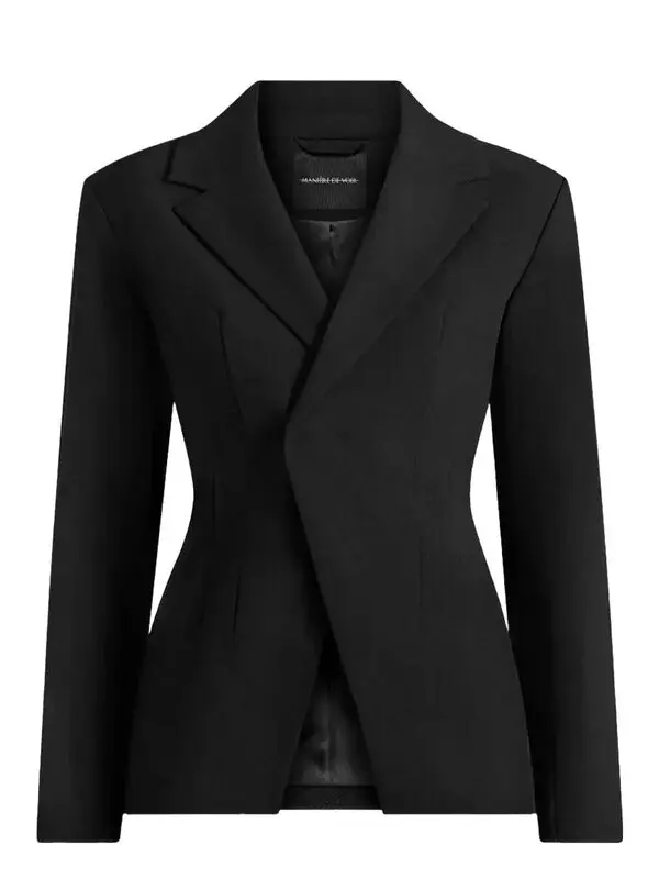 Manière De Voir Beatrice In Tailored Cinched Wool-blend Blazer - Black