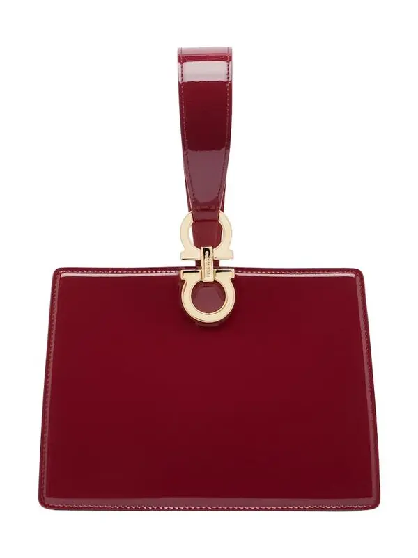 FERRAGAMO Mini Patent Leather Clutch - Burgundy