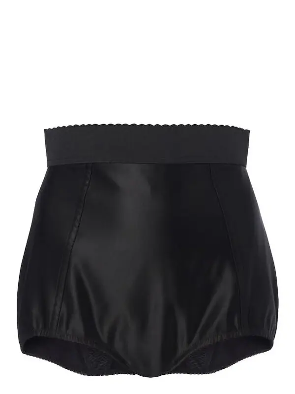 Dolce & Gabbana Scalloped Satin Micro Shorts - Black