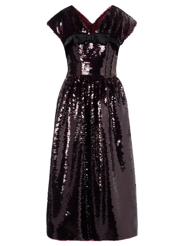 Simone Rocha Bow-detail Sequined Cocktail Dress - Red