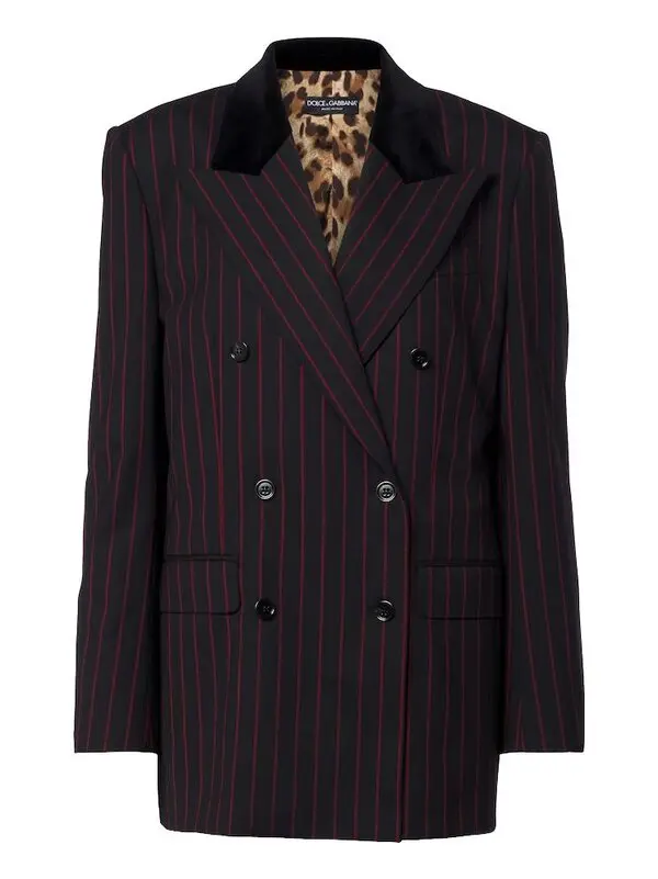 Dolce & Gabbana Chalk Stripe Wool And Cotton-blend Blazer - Blue